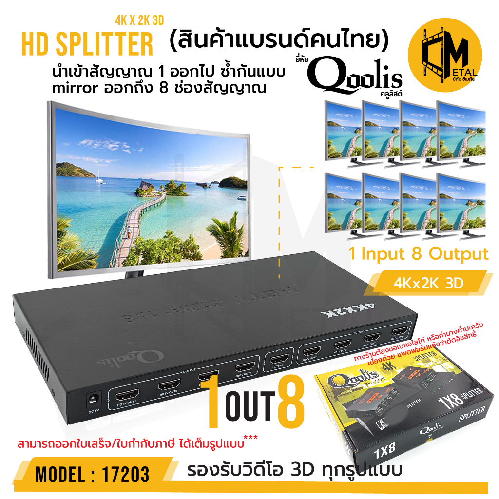 แพคเกจ Qoolis กล่องรวมนำสัญญาณ เข้า 1 ออก 8 แบบมิลเลอร์ ซ้ำกัน SPLITTER ...