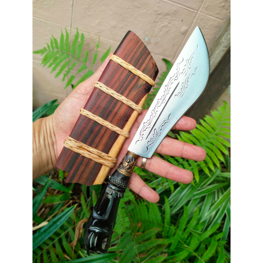 มีดเหน็บ อีเหน็บ (E-Nep) มีดเดินป่า มีดแคมป์ 6.5” SUP9 ผิวขัด ตอกลาย เซาะร่อง ด้าม ขค. ฝักพะยูง ...