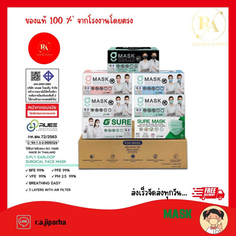 G LUCKY MASK หน้ากากอนามัยเกรดการแพทย์*(ยกลัง) ผลิตสินค้าในไทย** SURE ...