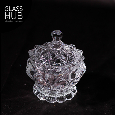 GLASS HUB - TG1003 - โถแก้วเล็ก ลายคริสตัล เจียระไน มีฝาปิด | Shopee ...