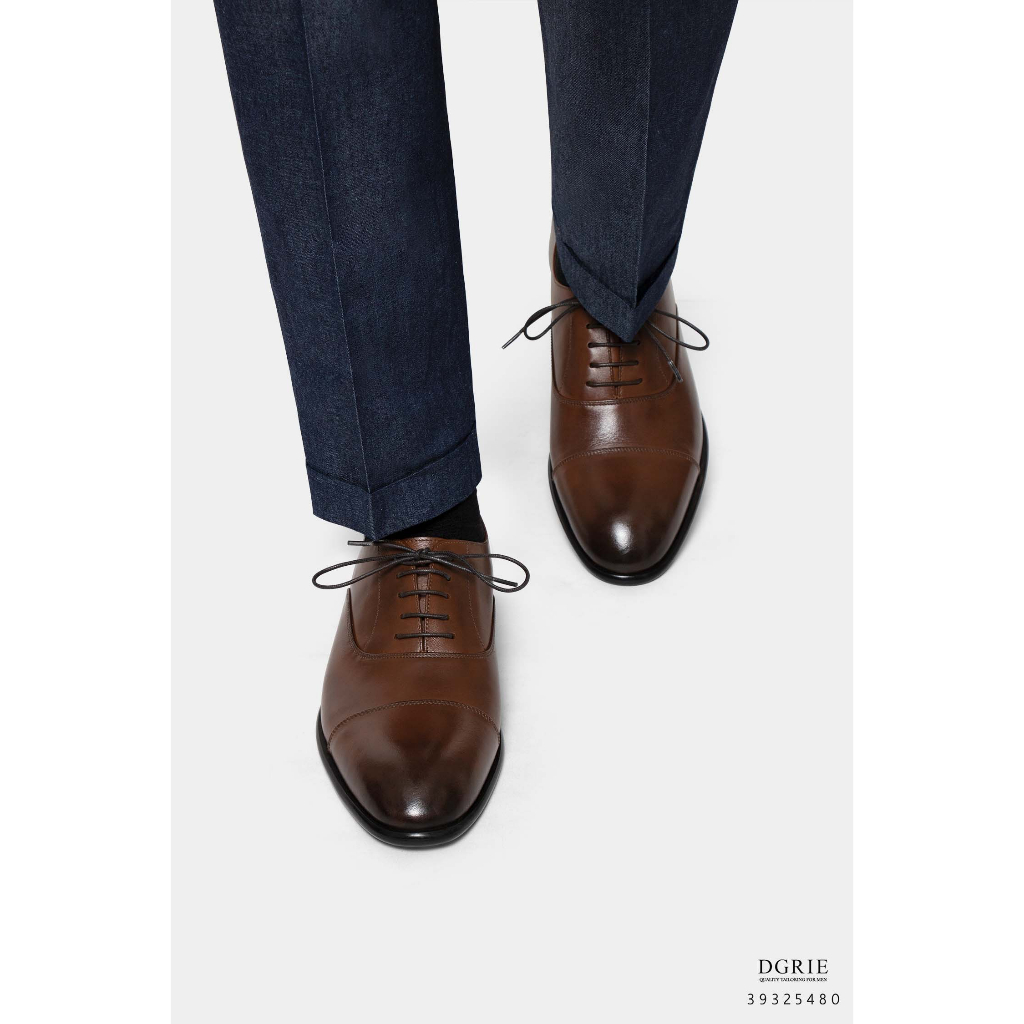 DGRIE Cognac Round Cap Toe Oxford Shoes-รองเท้าหน้งสีคอนญัก | Shopee ...