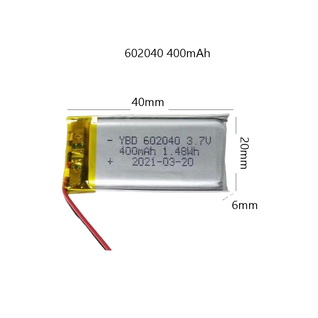 602040 3.7V 400MAhแบตเตอรี่ลิเธียมโพลิเมอร์แบตเตอรี่LiPoแบบชาร์จไฟได้ ...