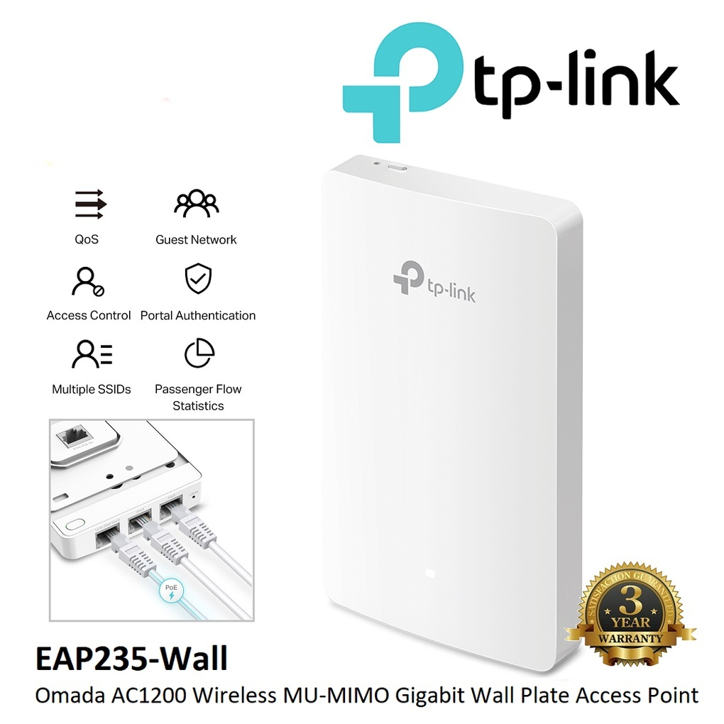 TP-LINK (EAP235-Wall) Omada AC1200 Wireless MU-MIMO Gigabit Wall Plate ...