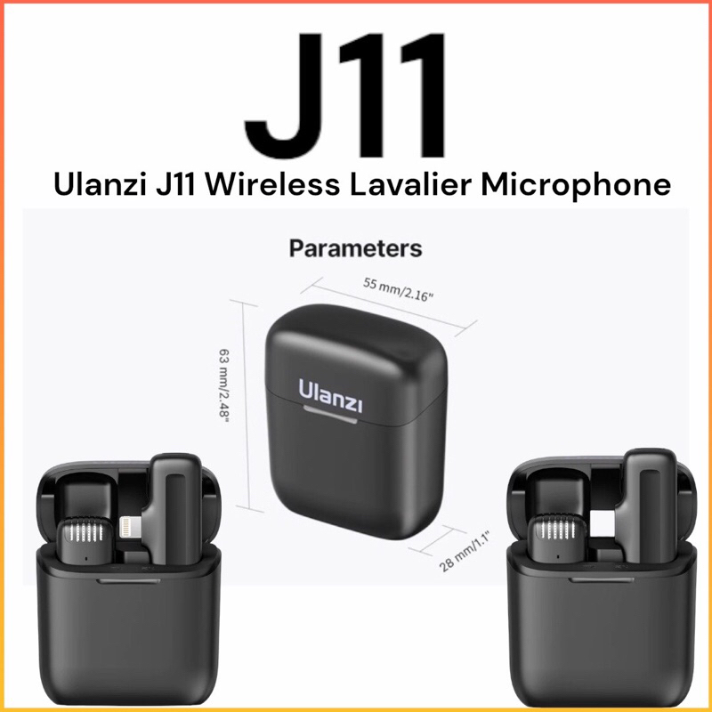 Microphone Ulanzi แท้100%J11 Wireless Lavalier Microphone ไมค์ไร้สาย ไมโครโฟน บันทึกเสียง ถ่าย ...