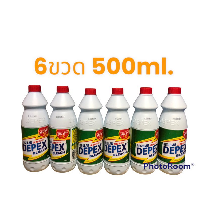 Depex Bleach 6ขวดขนาด500ml.น้ำยาซักผ้าขาวขจัดคราบฝั่งแน่น | Shopee Thailand