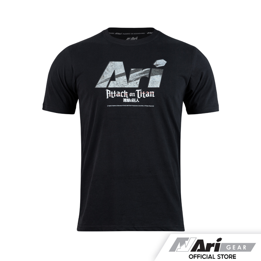 AOT X ARI KEY VISUAL SS 1 TEE - BLACK/GREY/WHITE เสื้อยืด อาริ ผ่าพิภพไททัน สีดำ | Shopee Thailand