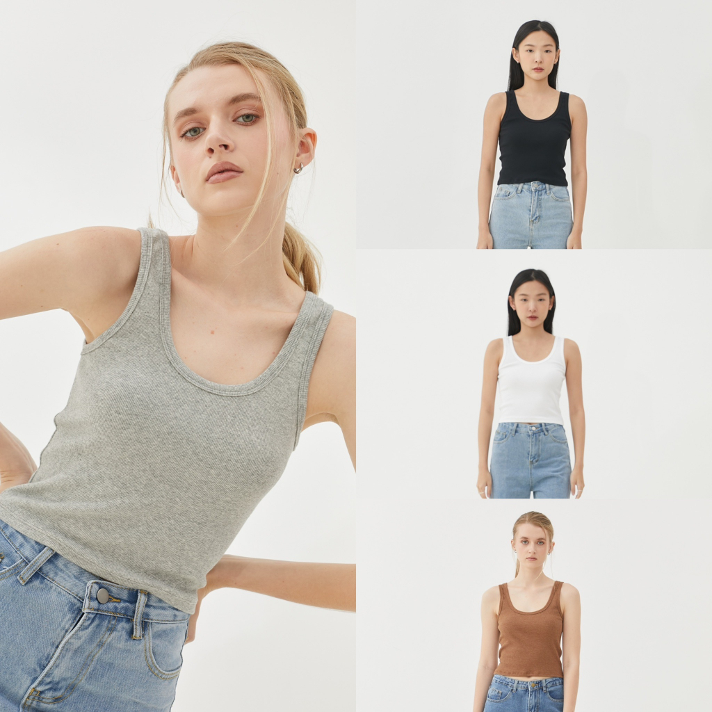 Your U neck tank top เสื้อแขนกุดคอยู ผ้าริบ (Comfy Ribbed Collection ...