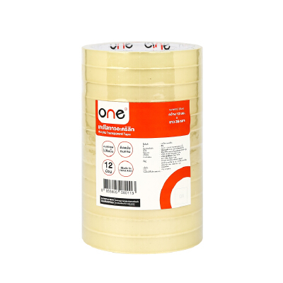 [3090374]เทปใส แกน3นิ้ว ONE สีใส 12มม.x36หลา แพ็ค 12 ม้วน | Shopee Thailand