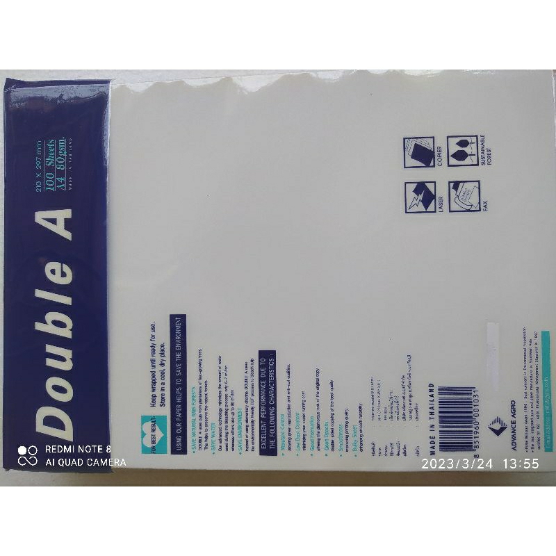 กระดาษถ่ายเอกสาร double A 80แกรม 100 แผ่น ขนาดA4 | Shopee Thailand