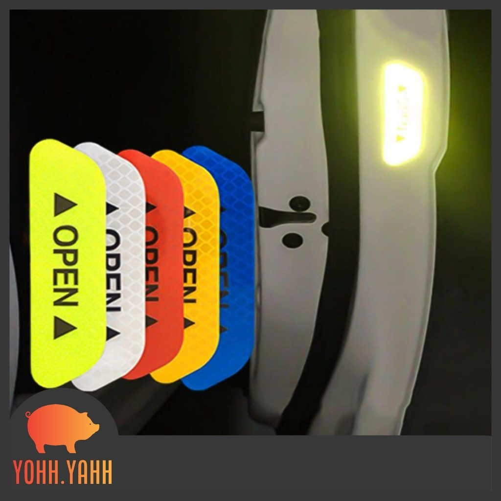 YOHH.YAHH (1 ชุดมี 4 ชิ้น) สติ๊กเกอร์ติดประตูรถเรืองเเสง เทปสติ๊กเกอร์ ...