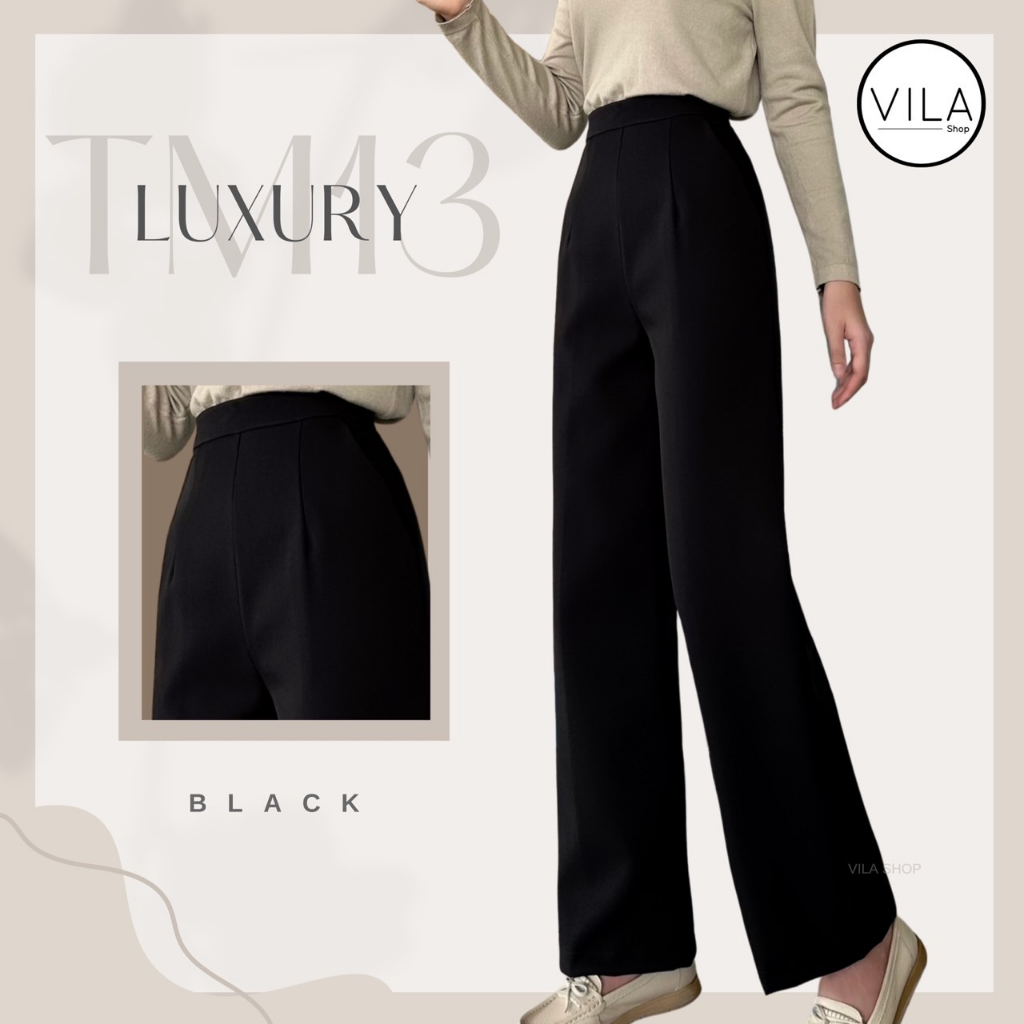 TM13 กางเกงทรงกระบอกกลาง ซิปหลัง LUXURY PANTS งานตัด VILA | Shopee Thailand
