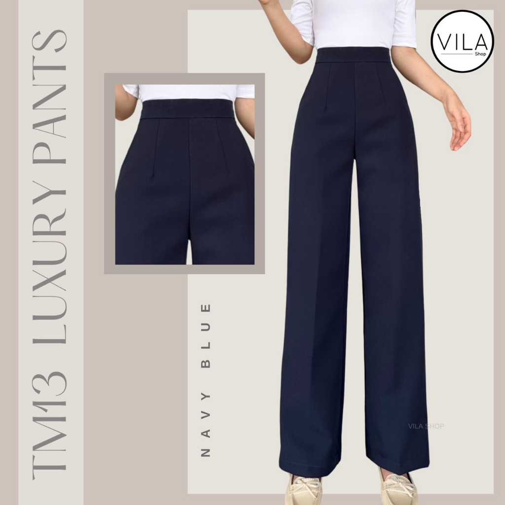 TM13 กางเกงทรงกระบอกกลาง ซิปหลัง LUXURY PANTS งานตัด VILA | Shopee Thailand