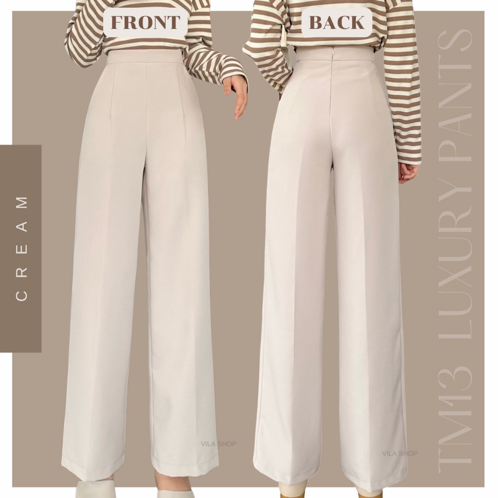 TM13 กางเกงทรงกระบอกกลาง ซิปหลัง LUXURY PANTS งานตัด VILA | Shopee Thailand