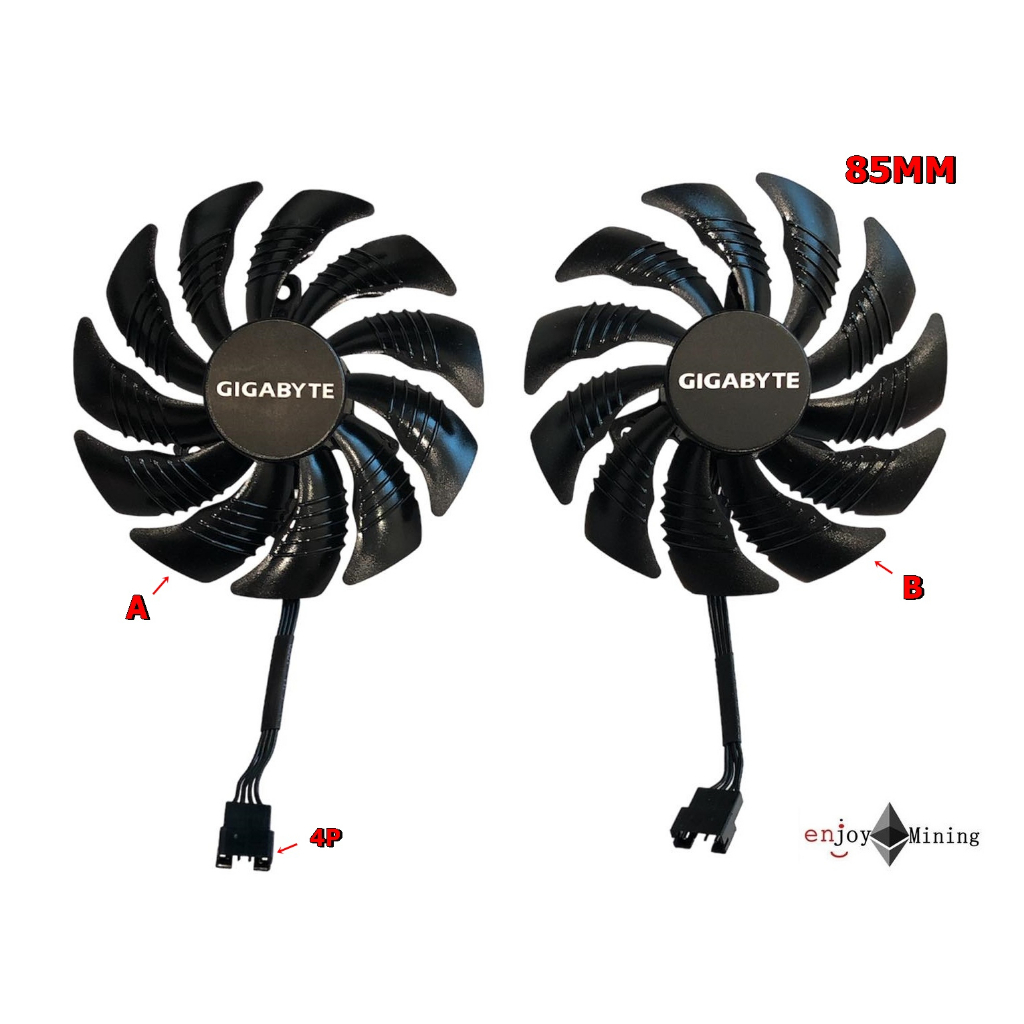 พัดลมการ์ดจอ GIGABYTE (85mm.) RX570 580 P106 GTX1060 1050ti 1070 ...