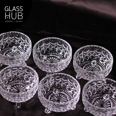 GLASS HUB - W1023 (เซต 6 ใบ) - โถแก้ว ถ้วยแก้ว โถแก้วเล็ก ลายคริสตัล ...