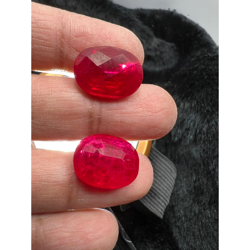 ทับทิม LAB MADE ทับทิมพม่าเทียม 16 cts พลอย รูปหยดน้ำ RED RUBY OVAL ...