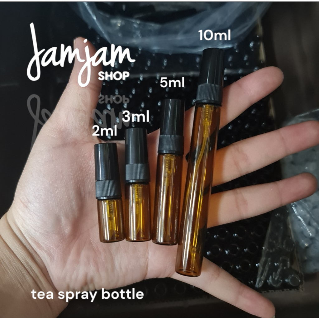 ขวดสเปรย์แก้ว ขวดสีชาฝาสีดำ 2/5/10ml. ขวดแบ่งน้ำหอม ขวดน้ำหอม ขวดใส่น้ำหอม ขวดแก้ว ขวดสเปรย์แก้ว ...