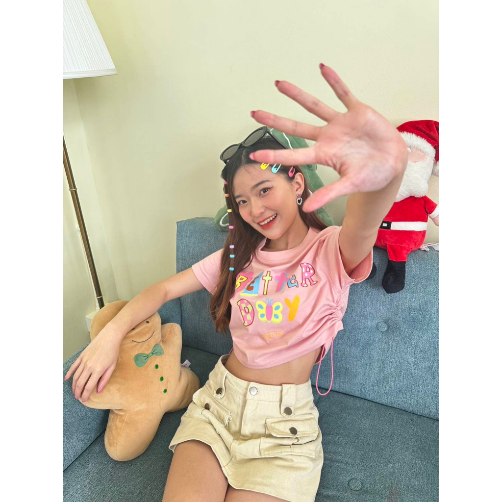 +++สินค้าใหม่+++ เสื้อครอป รูดข้าง (roll better) สีชมพู | Shopee Thailand