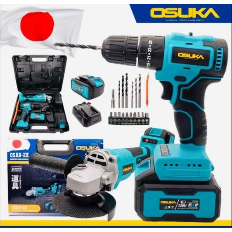 OSUKA สว่านและหินเจียรไร้สาย มอเตอร์ไร้แปรงถ่าน OSUKA 128V. รุ่น-OSAD ...