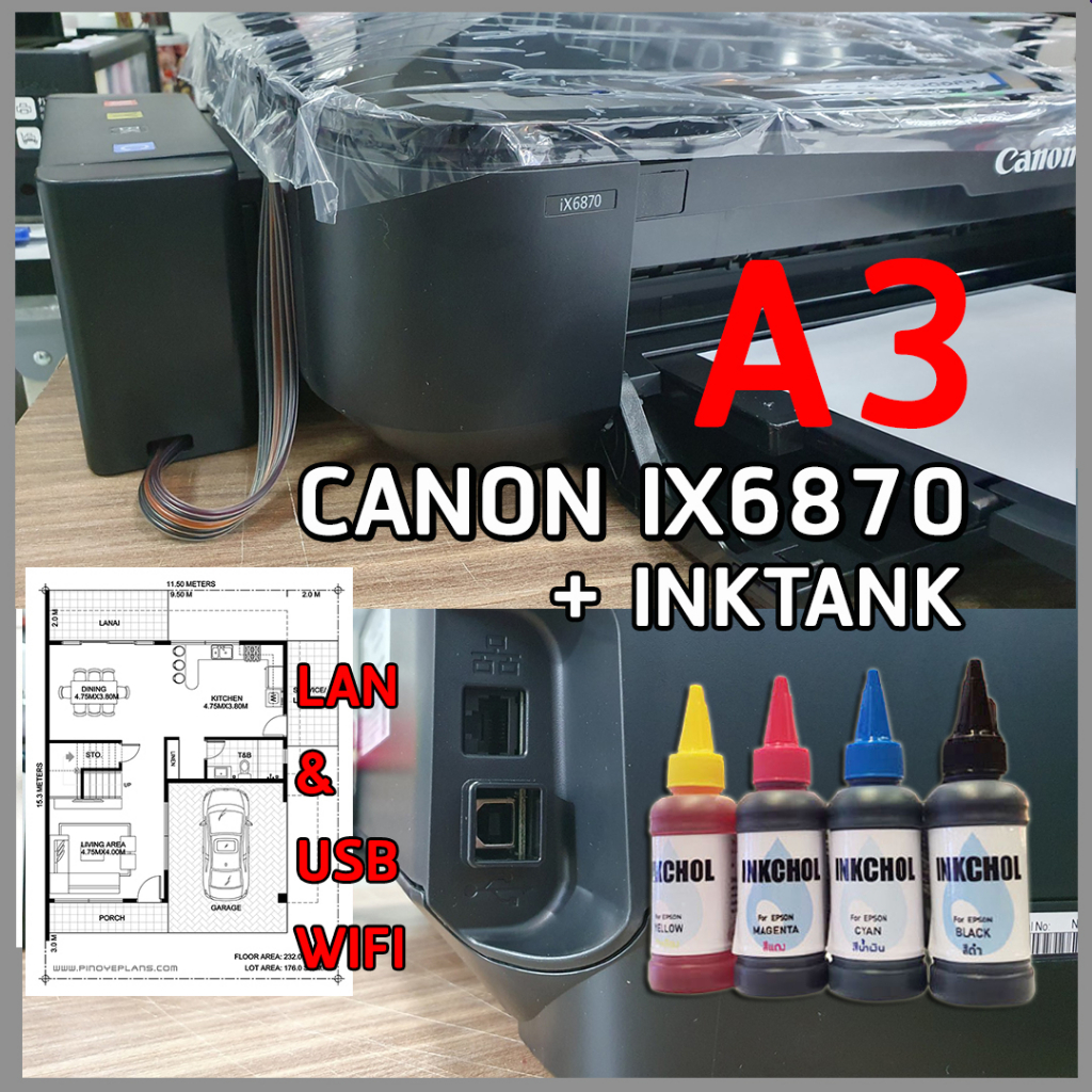 CANON IX6870 เครื่อง PRINT A3 A4 พร้อมระบบอิ๋งแท็งค์ ติดตั้งตลับแท้ สามารถต่อ wifi ได้ | Shopee ...