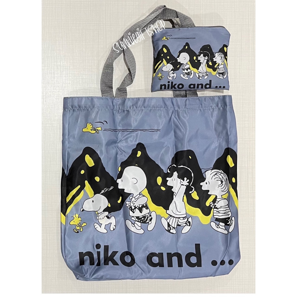 พร้อมส่ง กระเป๋าผ้าพับได้ กระเป๋าช็อปปิ้ง พร้อมกระเป๋าใบเล็ก Snoopy ...