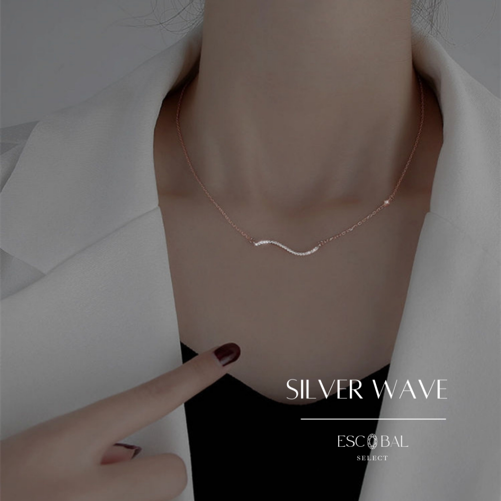 ESCOBAL พร้อมส่ง Silver Wave จี้เพชร Moissanite สร้อยคอเงินแท้ สร้อยคอดีไซน์สุดเก๋ สร้อยแฟชั่น ...