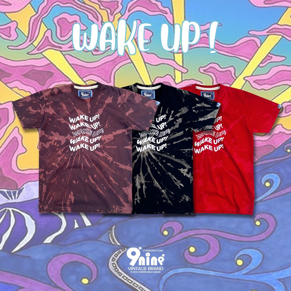 9nine เสื้อกัดสีสกรีนลาย Wake UP รุ่น BL1560-65 ( รวมสี ) | Shopee Thailand