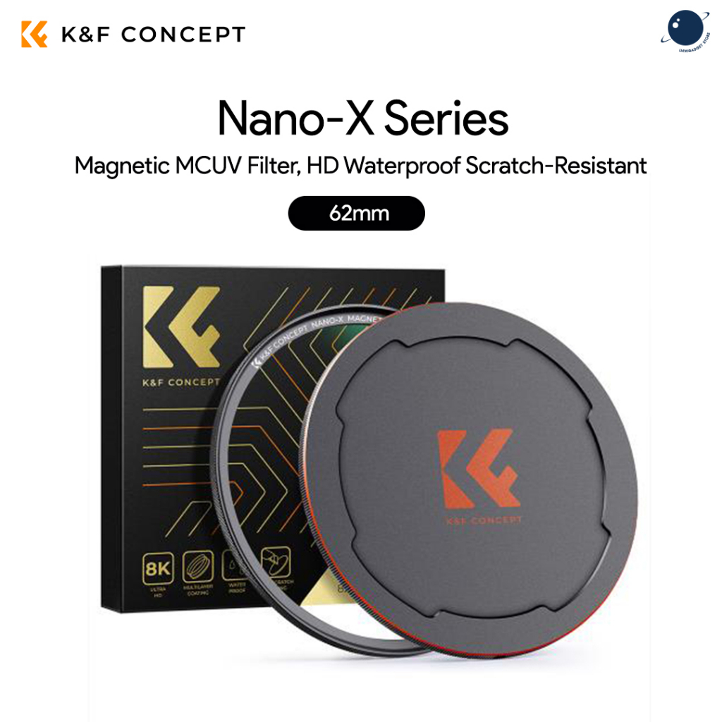 K&F 49-82MM Nano-X Magnetic MCUV Filter, HD Waterproof Scratch-Resistant Anti-Reflection Green ...
