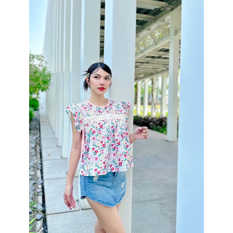 (flower)Sonya Barbie (flower) เสื้อลายดอกแต่งลูกไม้ป้าย ypy | Shopee ...