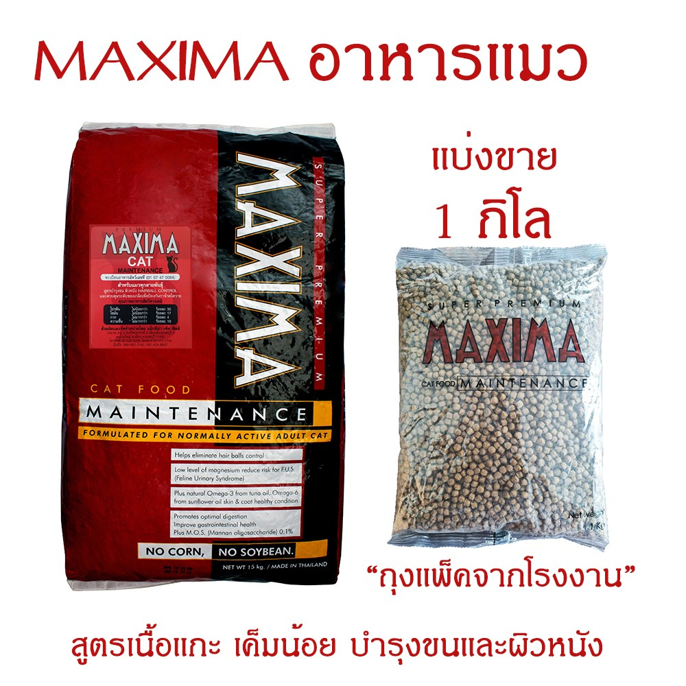 MAXIMA CAT MAINTENANCE ( 1 KG) แม็กซิม่าอาหารเม็ดสำหรับแมว รสเนื้อแกะ 1 ...