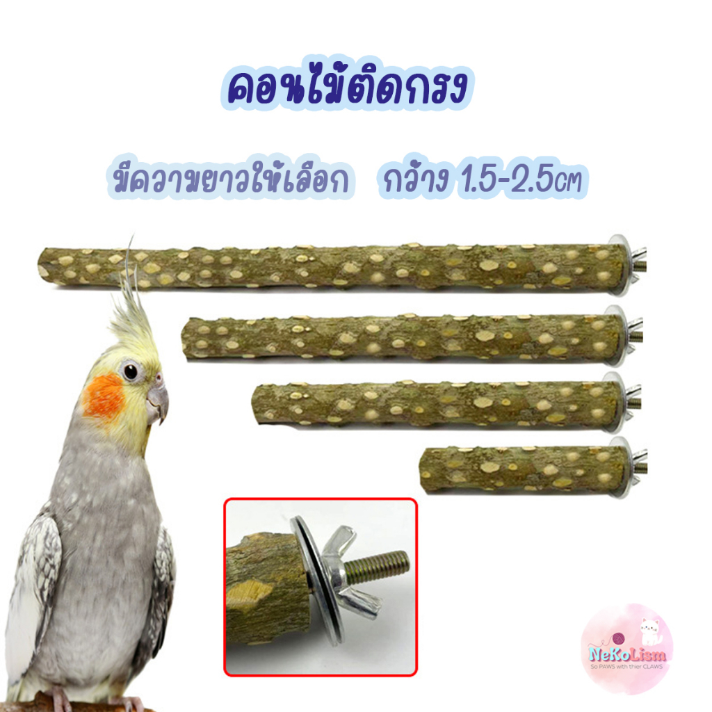 คอนไม้ คอนนก ที่ยืนนก คอนติดกรง ขอนไม้นก ตกแต่งกรงนก Bird นกแก้ว ฟอพัส ...