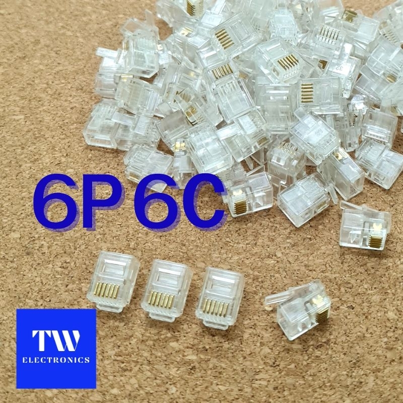 หัวโทรศัพท์ RJ11,RJ12/6P6C แบบ6เขี้ยว,RJ12 Modular plug 6P6C (จำนวน10 ...