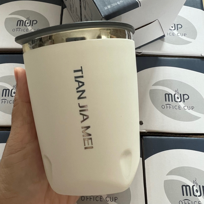 แก้วกาแฟ TIAN JIA MEI 12oz 300 มล. ถ้วยกาแฟพร้อมฝาปิด เก็บความร้อน-เย็น ...