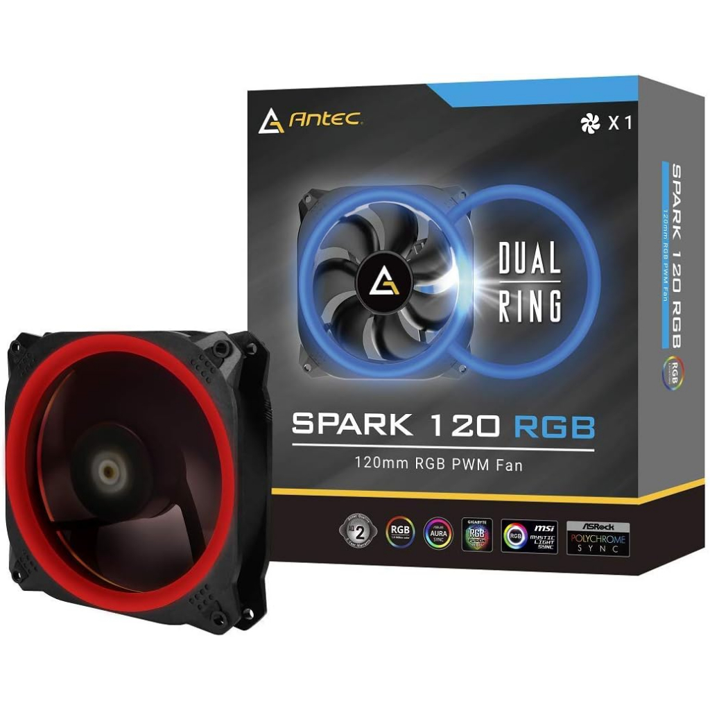 Antec Spark 120 RGB ของใหม่ประกัน 1 เดือน Ventilador DUAL RING สีฟ้า PWM (4.724 in, 4 pines ...
