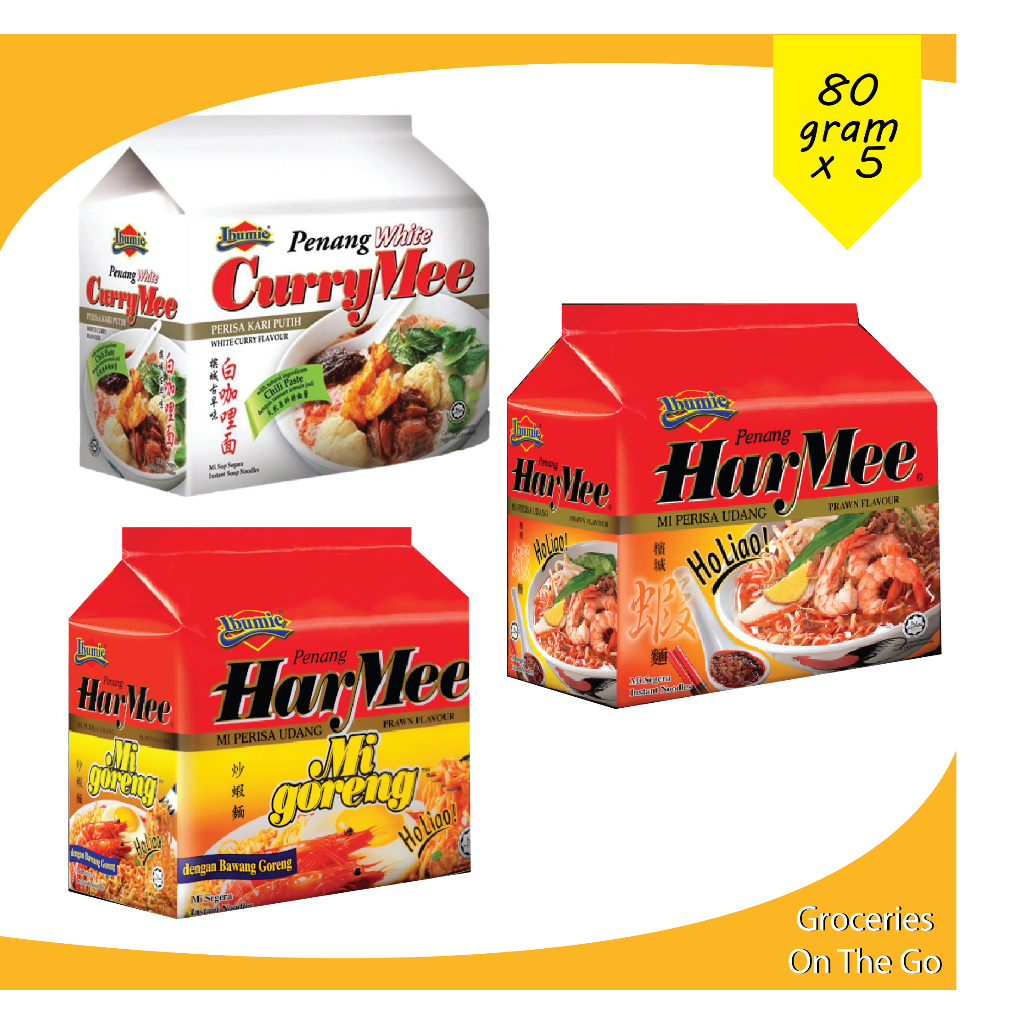 2 PACK Ibumie Penang HarMee Mi Goreng/ Mi Udang/ White curry Instant ...