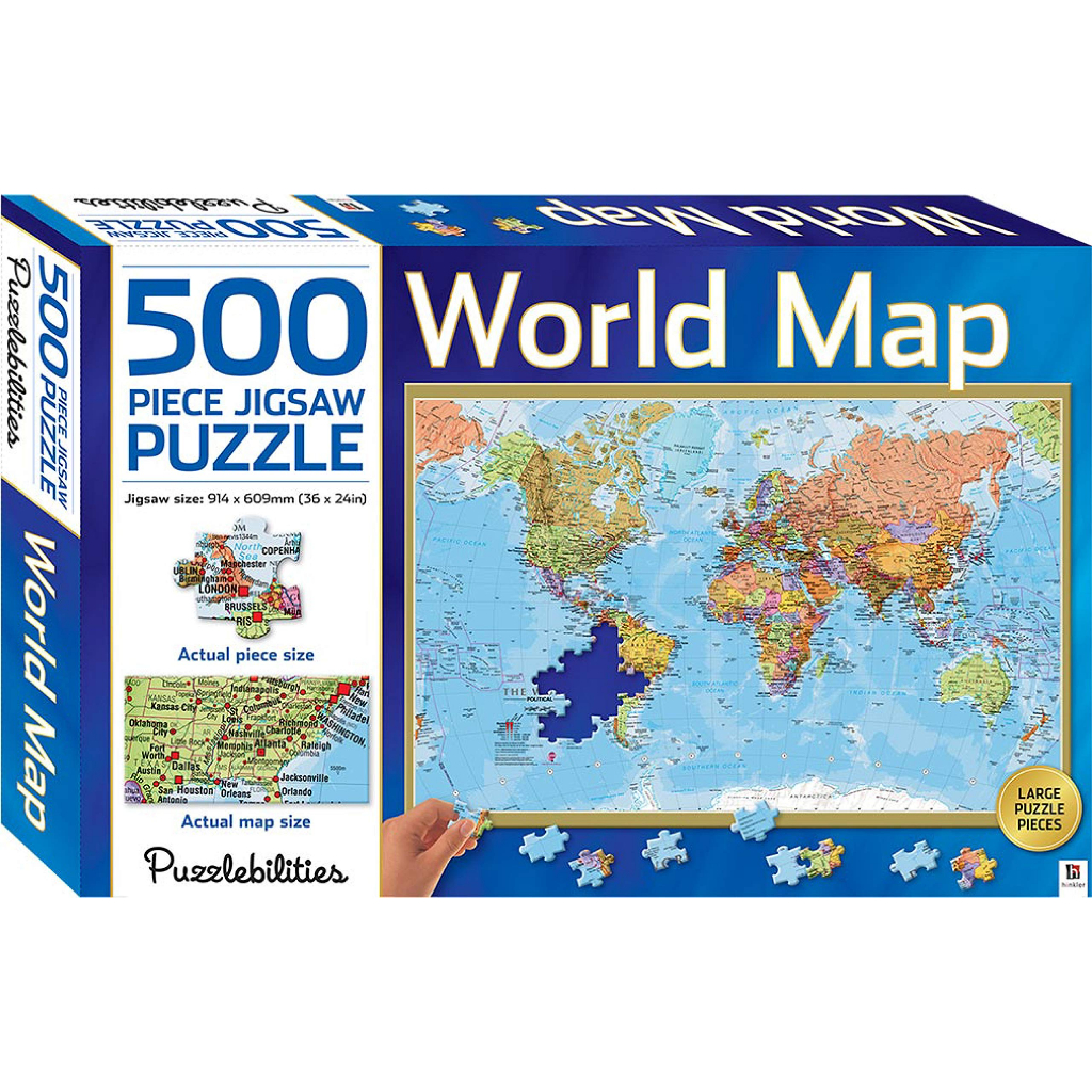 500 Piece Jigsaw Puzzle: World Map (Hinkler) หนังสือเด็ก จิ๊กซอว์ แผน ...