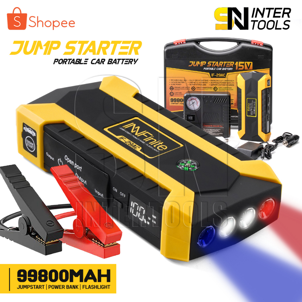 InnFinite 2-in-1 4USB จั้มสตาร์ท & พาวเวอร์แบงค์ 99,800 mAh ชุดจั้ม ...