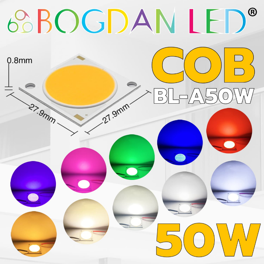 LED COB 50W 30-33V 1500mA ยี่ห้อ BOGDAN LED ขนาด 27.9x27.9mm ให้ความ ...