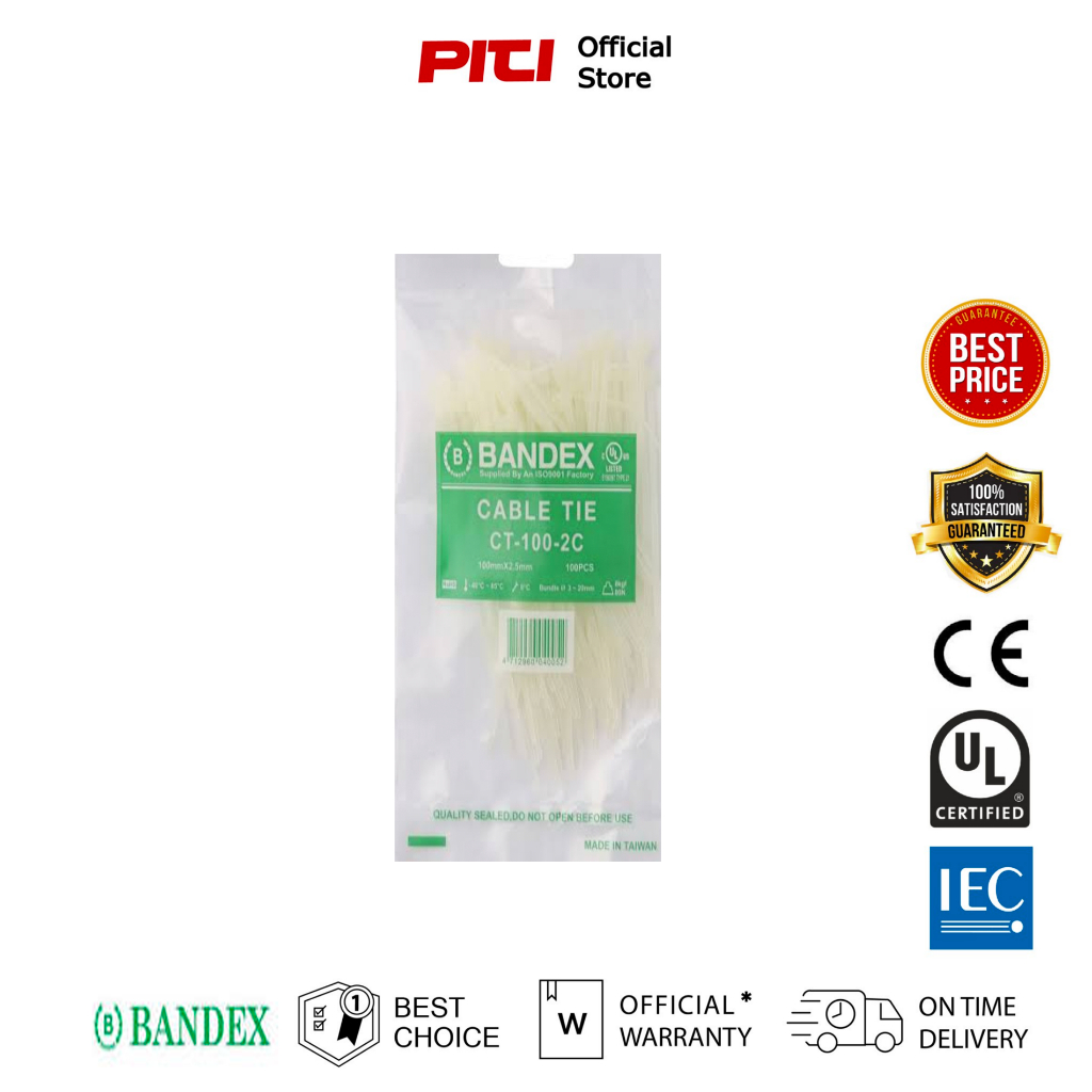 BANDEX เคเบิ้ลไทร์ 4 นิ้ว CT-100-2C สีขาว | Shopee Thailand