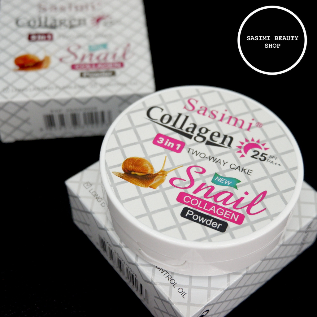 SASIMI Snail Collagen Powder แป้งพัฟหอยทาก 2ชั้น ควบคุมความมัน พร้อม ...