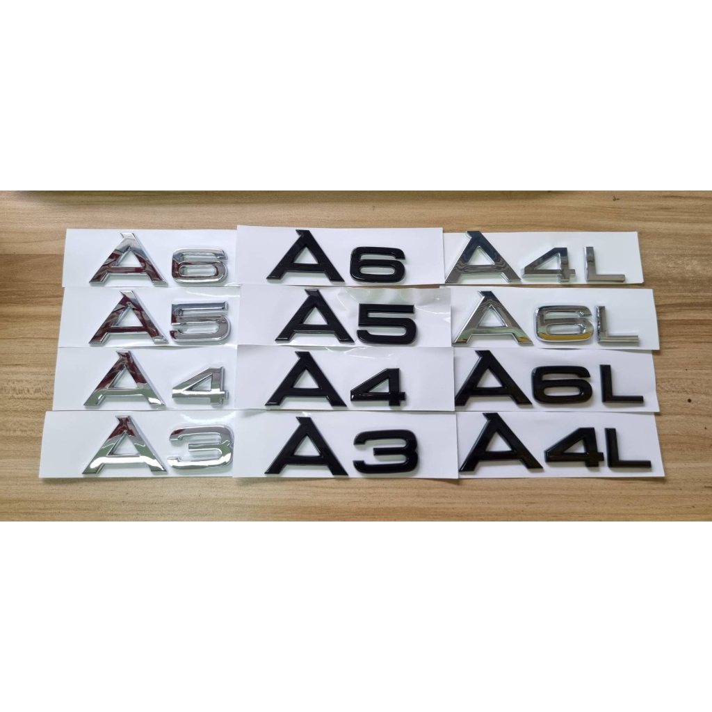 โลโก้ติดท้าย ออดี้ BLACK / SILVER Audi A3 A4 A5 A6 A4L A6L Trunk Rear Number Letters logo ...