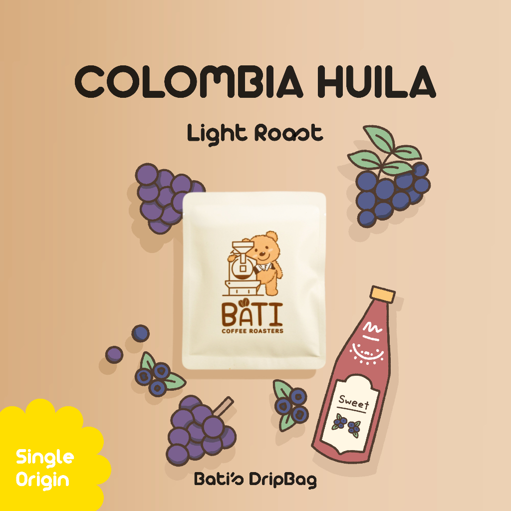 กาแฟ drip bag คั่วอ่อน Bati Coffee Roasters - BATI'S COLOMBIA HUILA SUP ...