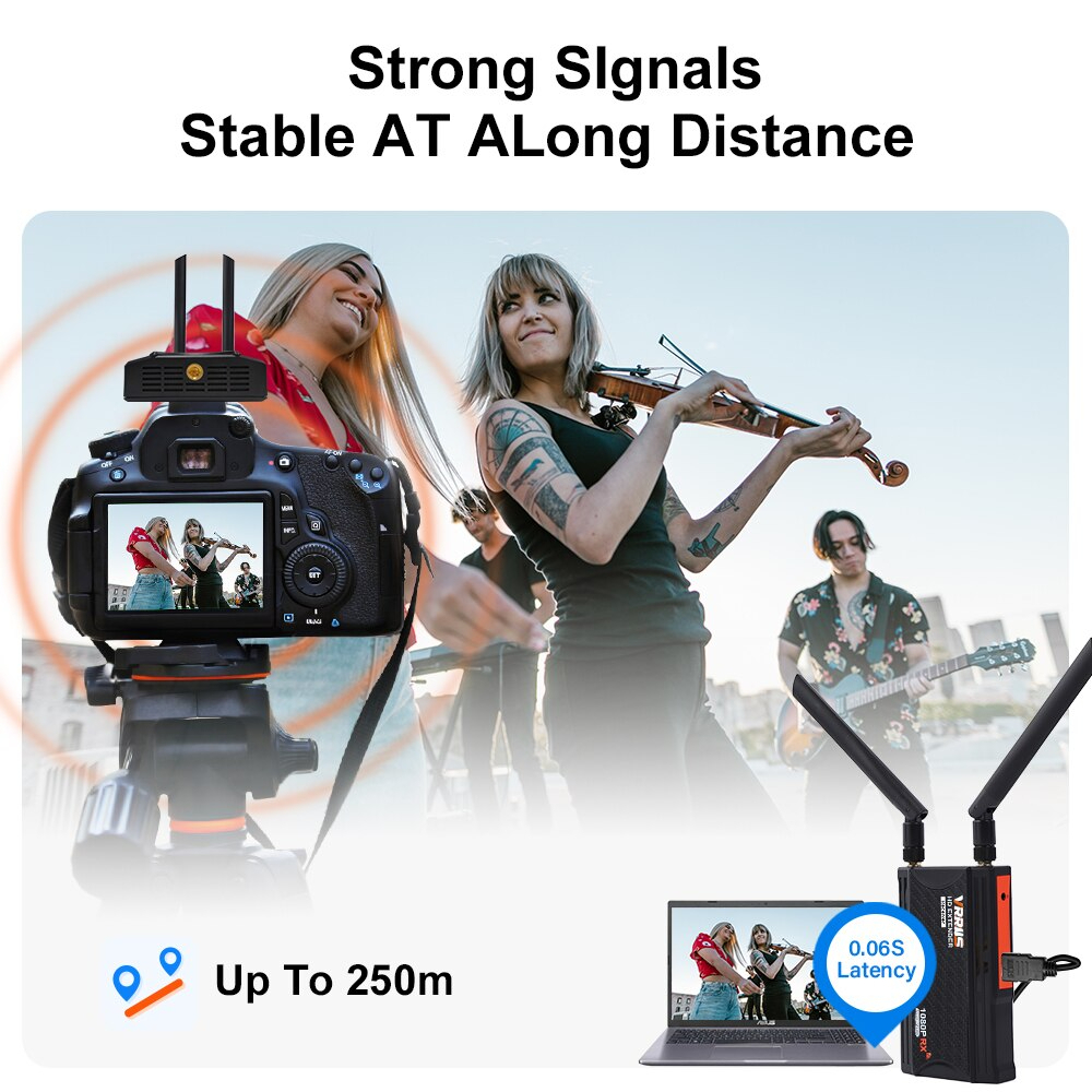 VRRiiS WL009 อะแดปเตอร์รับส่งสัญญาณวิดีโอ HDMI ไร้สาย ระยะไกล สูงสุด200ม. ส่งจาก1 เพิ่มตัวรับได้ ...