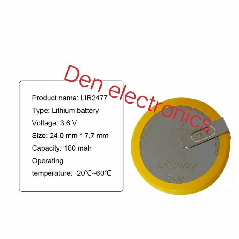 แบตเตอรี่Battery cell LIR2477 3.6 v Li-Ion coin แบตเตอรี่ชาร์จ แทนที่ ...