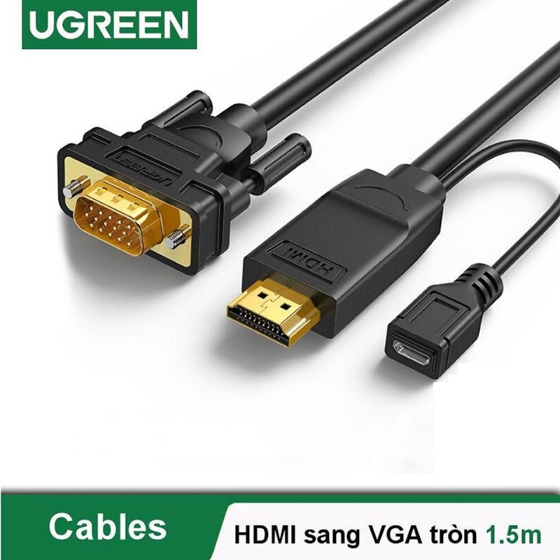 UGREEN 30449 Cable HDMI (V.1.4) TO VGA (1.5M) สายต่อจอภาพ HDMI to VGA ความยาว 1.5m สินค้าใหม่ ...