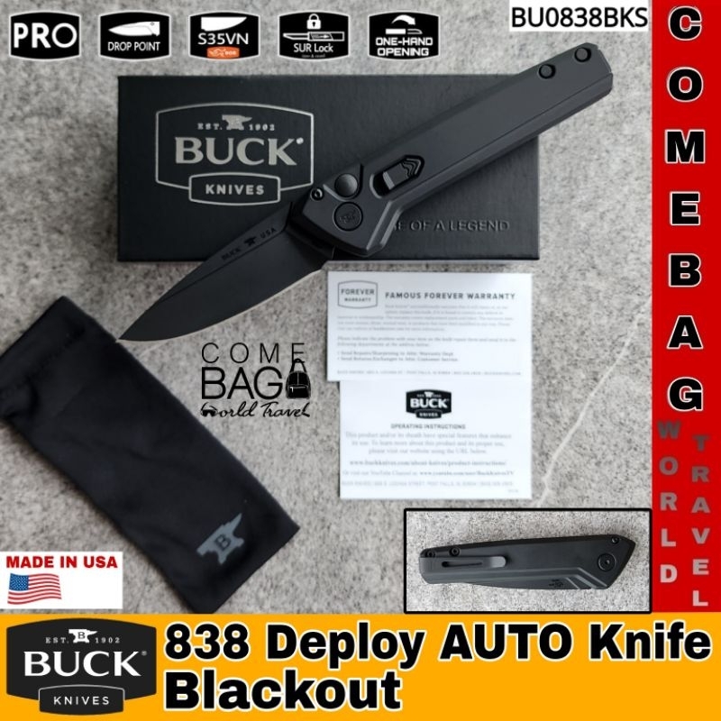 มีดBUCKแท้ รุ่น838 Deploy Blackout Pro Auto Knifeใบมีด S35VN ด้าม Black ...