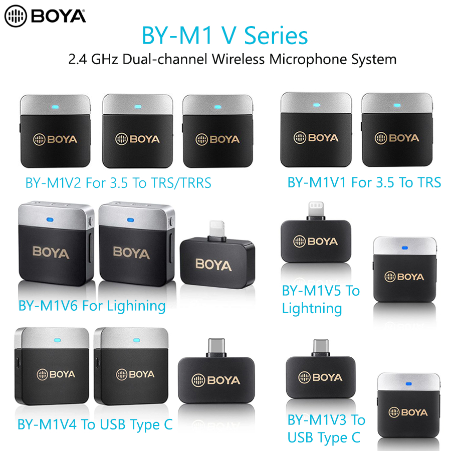 BOYA BY-M1V Series MV1,MV2,MV3,MV4,MV5,MV6 2.4GHz Dual-Channel Wireless Microphone System ไมค์ ...