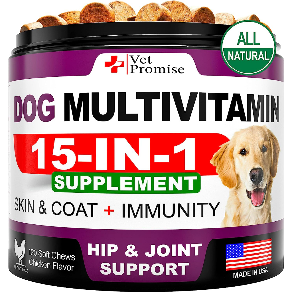 Vet Promise Dog Multivitamin 15 IN 1 (120 เม็ดขนม) บำรุงสุนัข ผิวหนัง ...