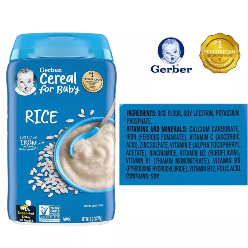 GERBER Baby Cereal Rice/ Oatmeal/ Multigrain 227g | Shopee Thailand