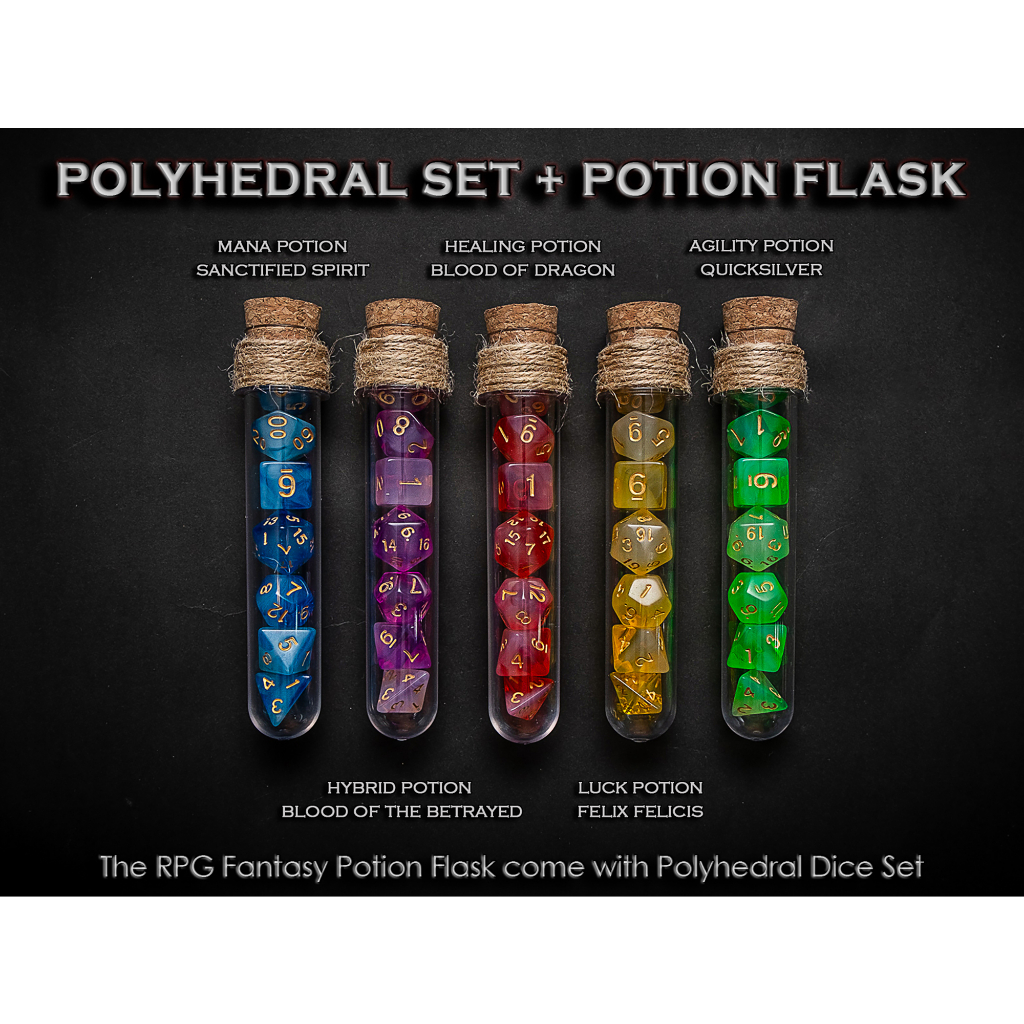 Potion Flask with Dice Set of 7 | ลูกเต๋า Dice For DnD D&D MTG RPG TRPG ...
